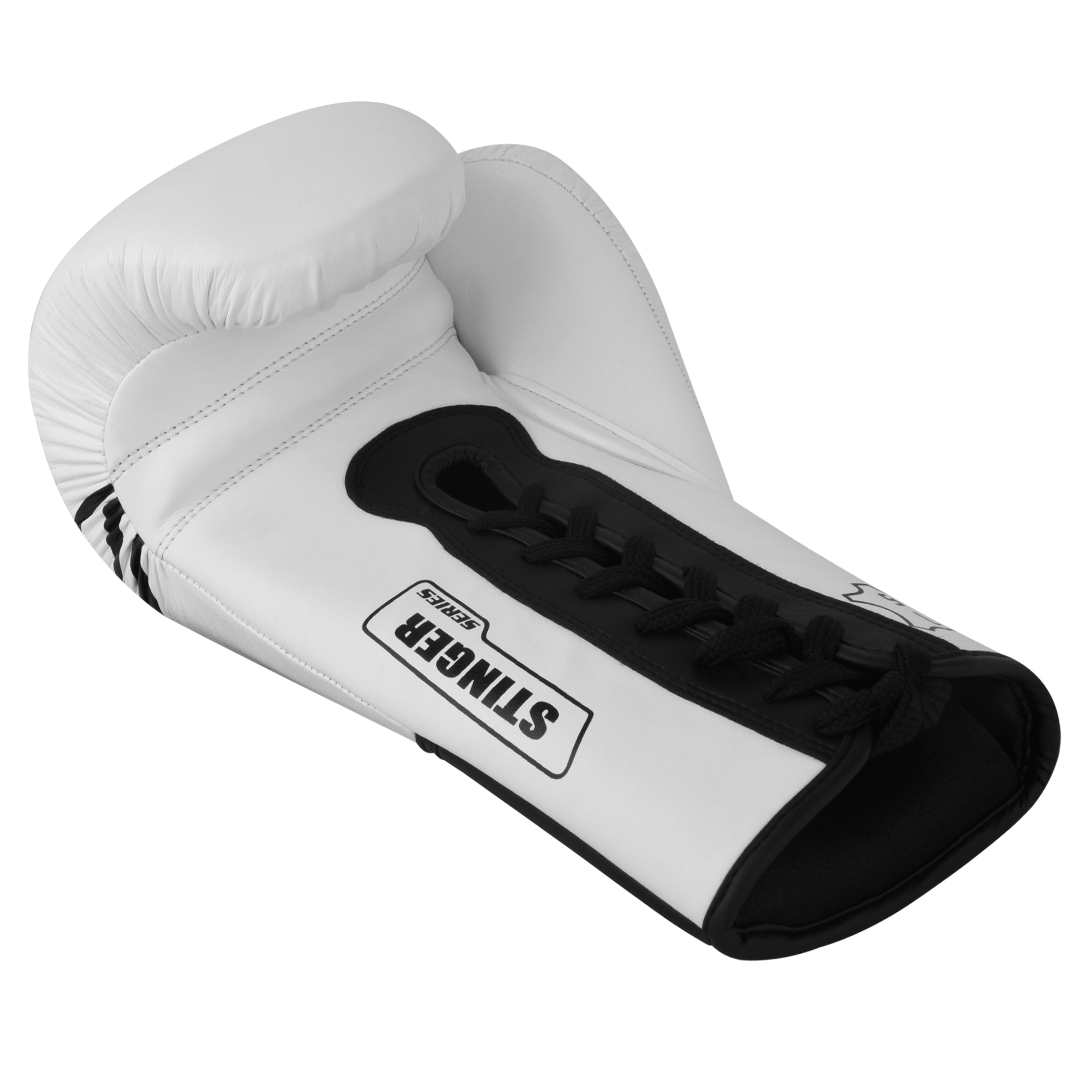 STINGER PROFESSIONAL LEATHER BOXING GLOVES - White/Black