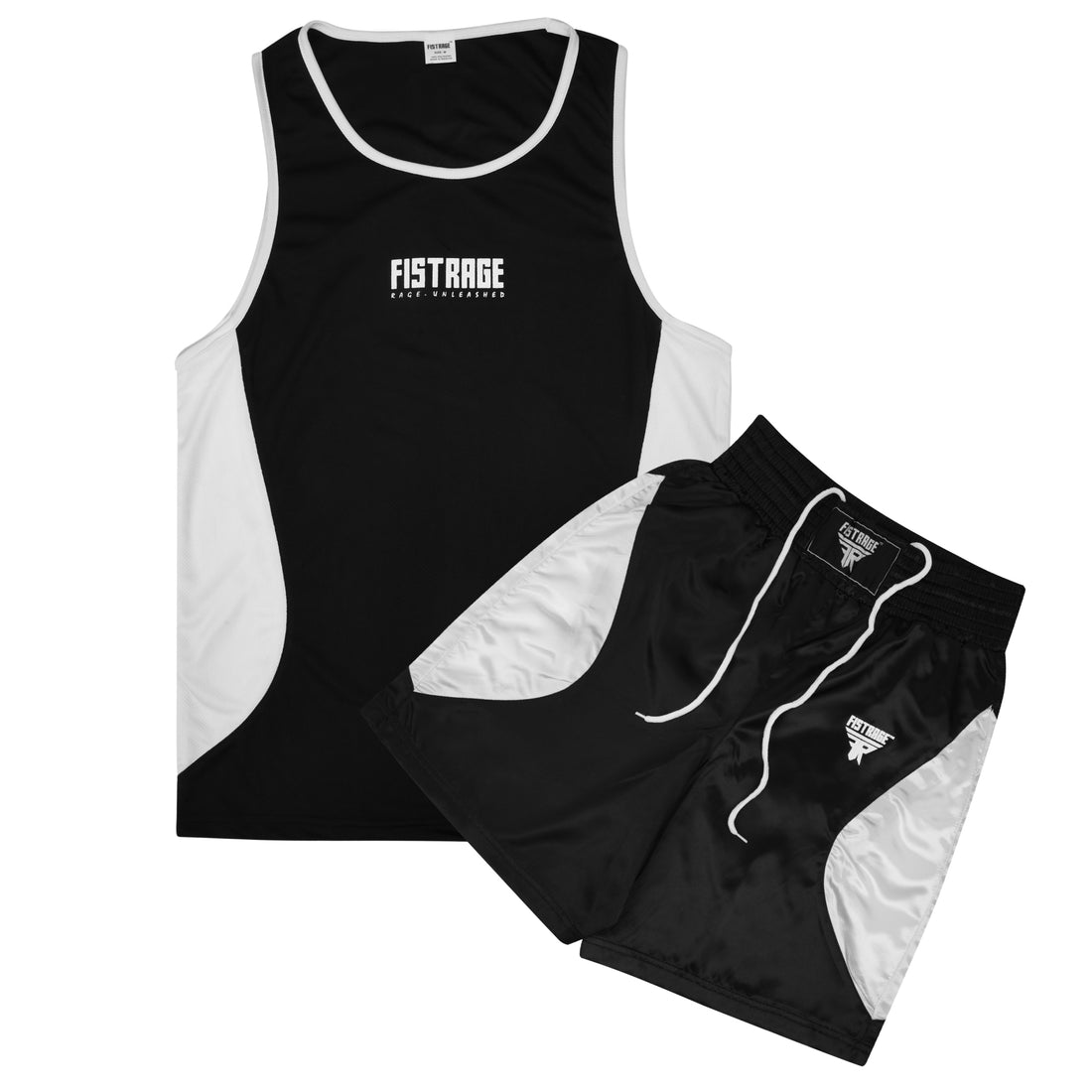 Adults Boxing Uniform Set 2PCS Top & Shorts - Black White