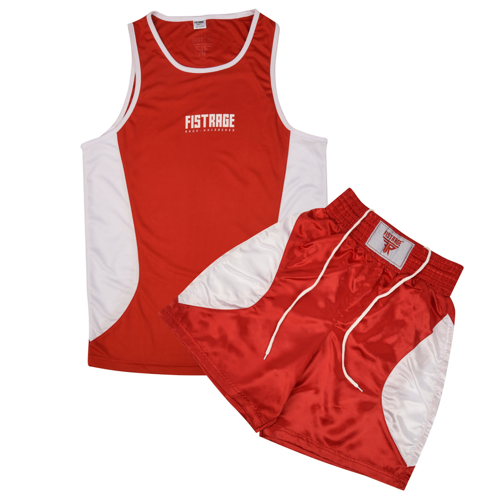 Adults Boxing Uniform Set 2PCS Top & Shorts - Red White