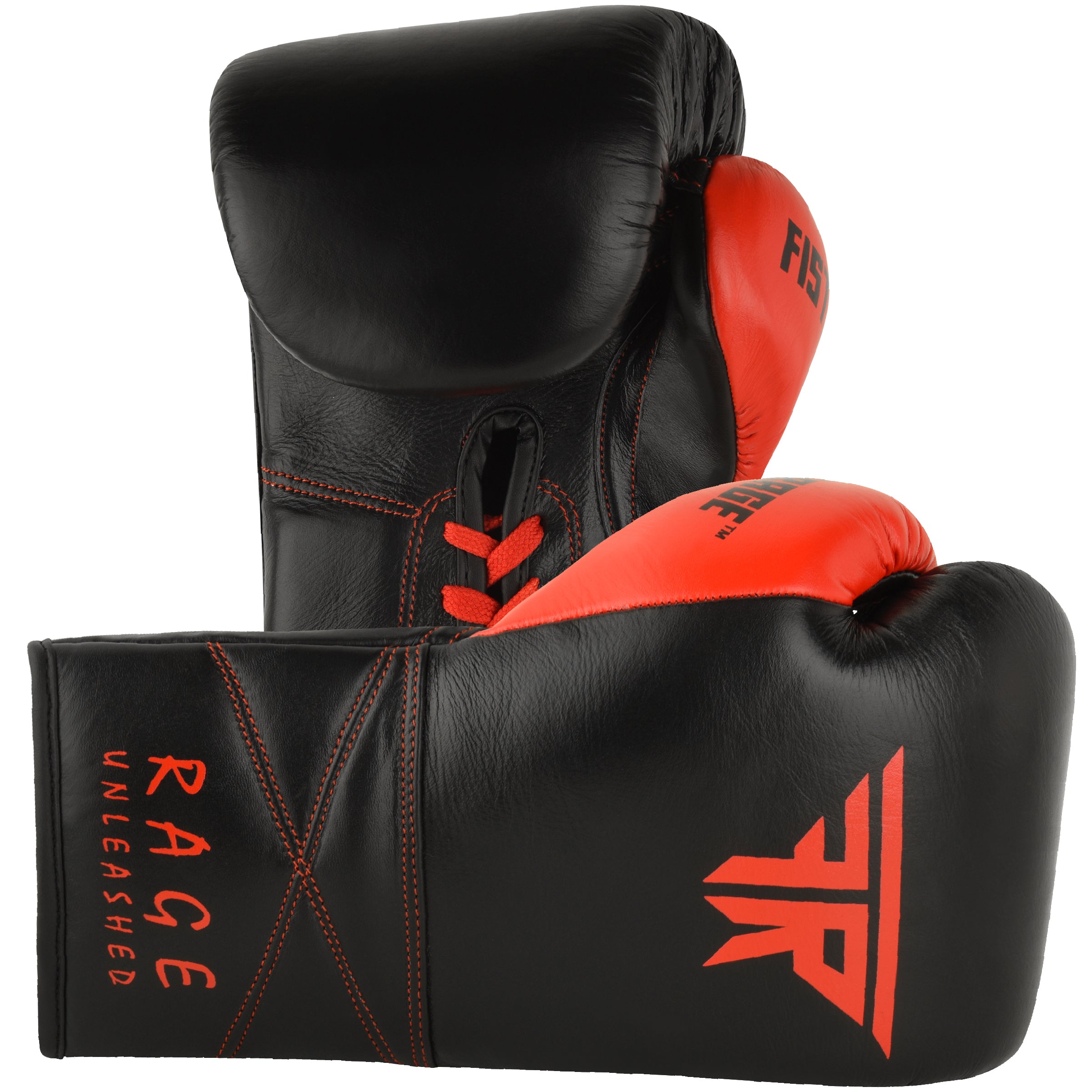 Knight Professional Leather Boxing Gloves - Black Red