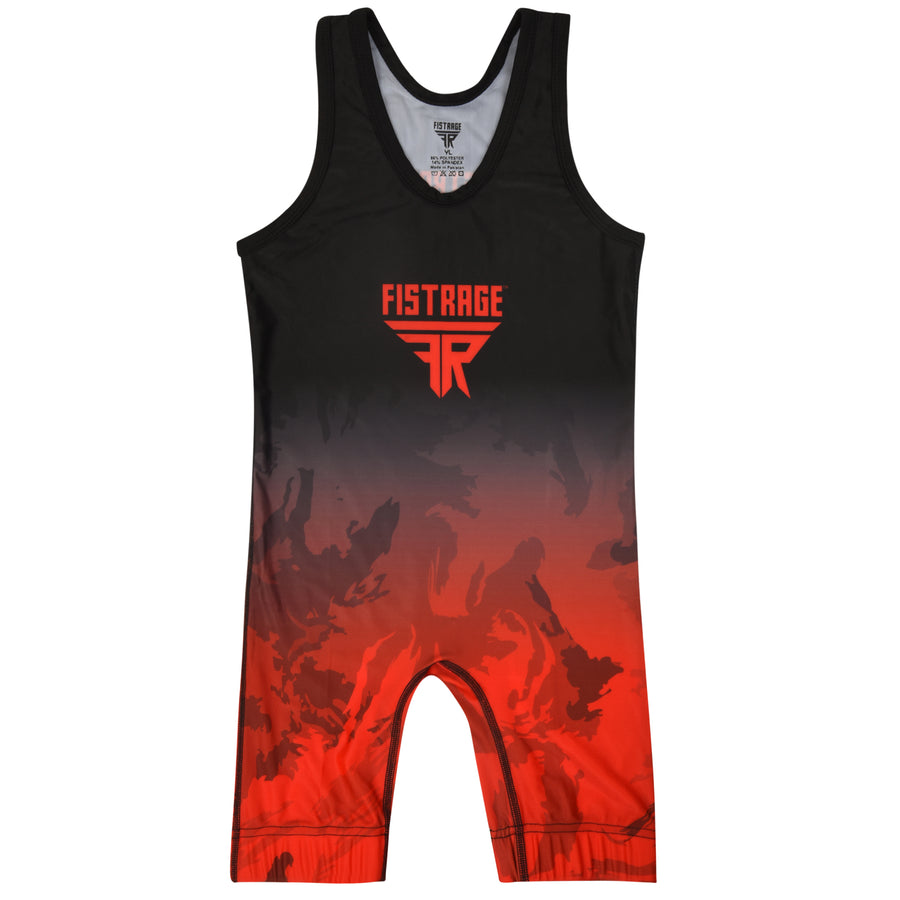 Kids Wrestling Singlet - Black Red