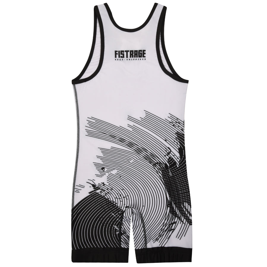 Kids Wrestling Singlet - White Black